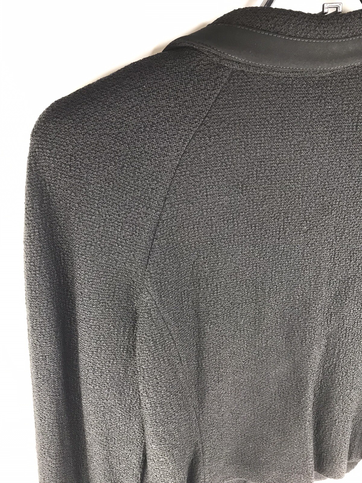 ST JOHN Caviar Suit Jacket Womens 16 Black Knit Blazer Coat Wool Rayon ...