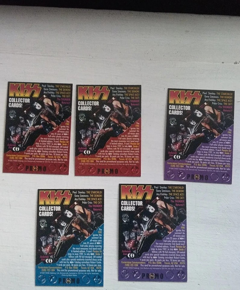 Vintage KISS 5 different promo Trading Cards 1978 | eBay