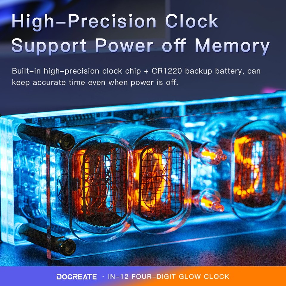 Nixie Tube Clock Glow Tube Clock 4-bit IN-12 Digital LED Clock ...