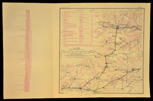 1915 Antique Santa Fe Railroad Map Line Topeka Kansas Emporia Osage ...