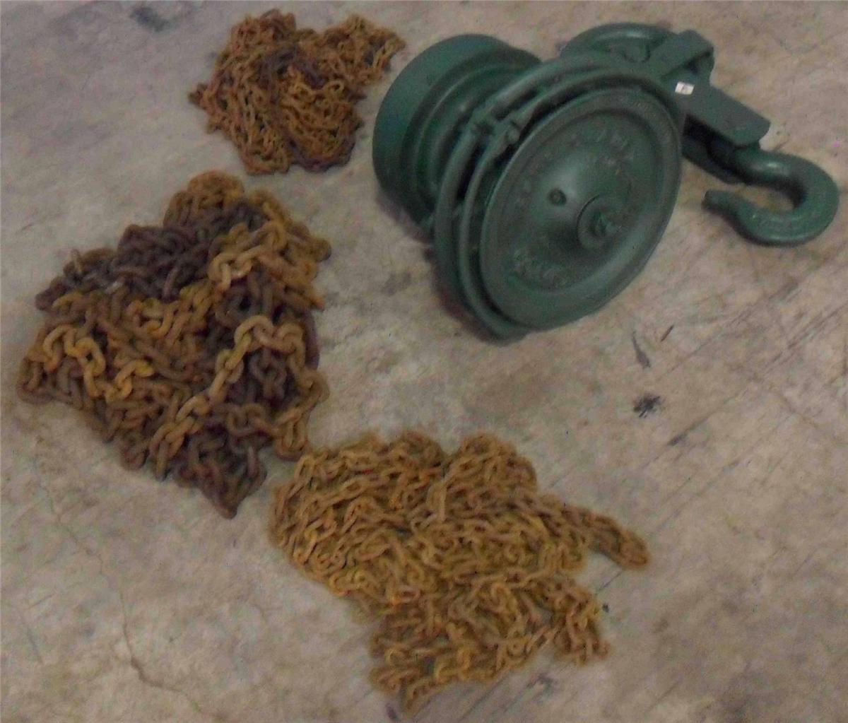 Yale 1-1/2 Ton Spur Geared Block w/ Chains & 3-Ton Hoist Hook 125 526 ...