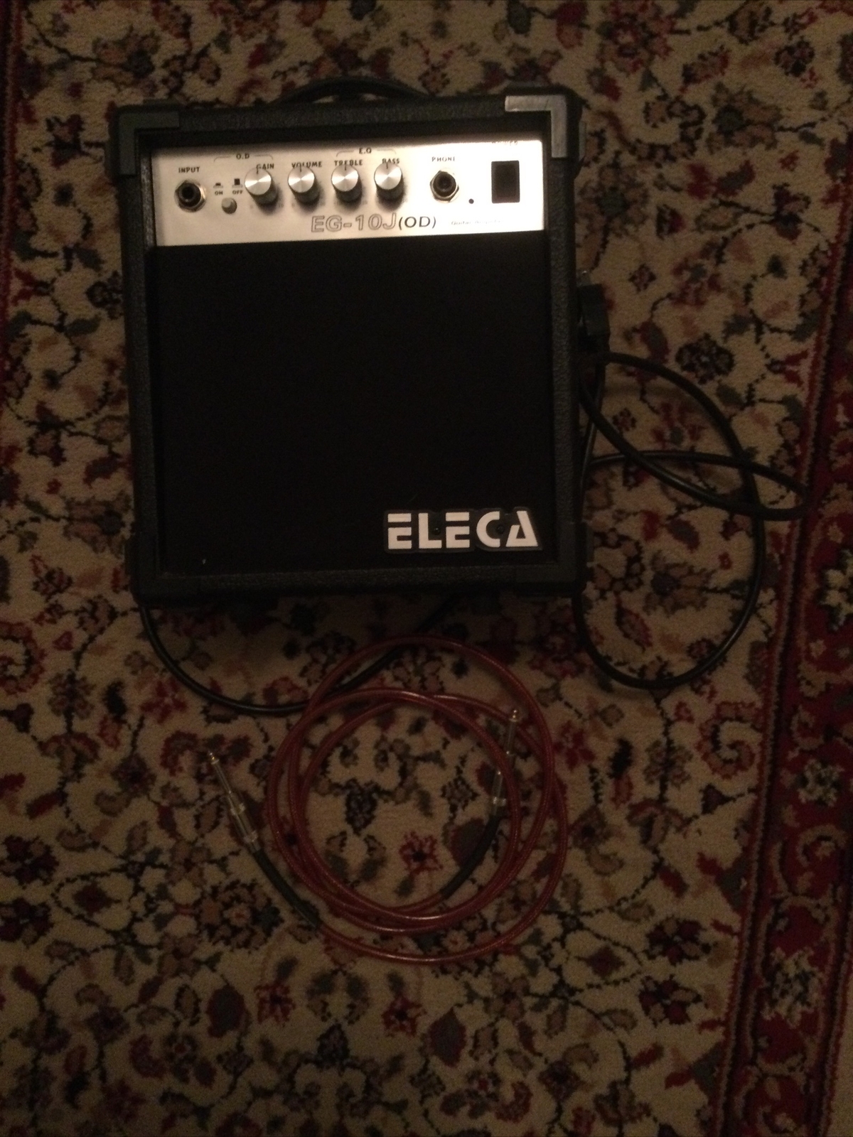 Eleca EG-10J(OD) Electric Guitar Amplifier With 6ft. Guitar Input Line ...