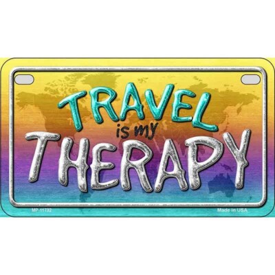 Travel Is My Therapy Metal Motorcycle License Plate Tag Sign Car Truck ...