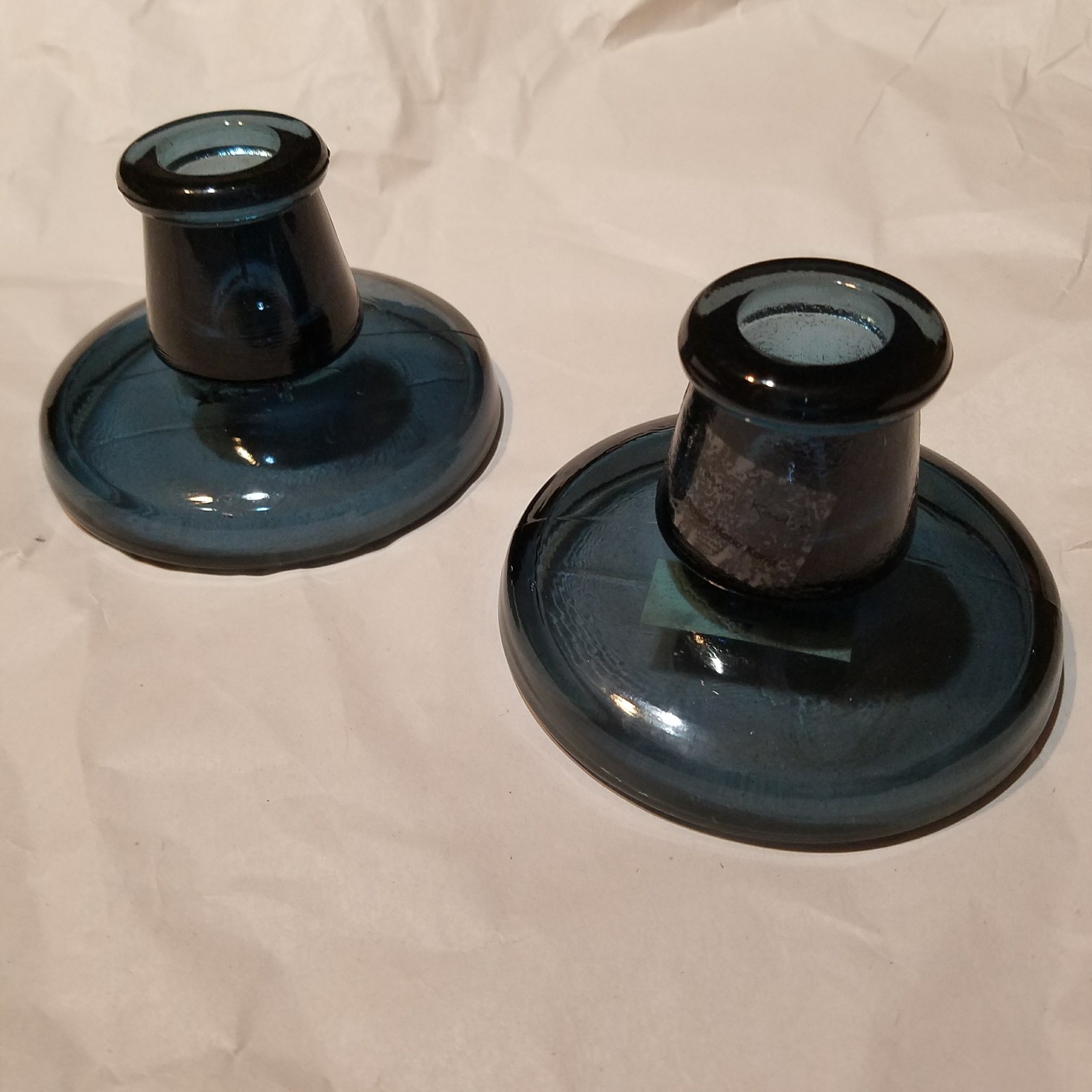 Pair of IKEA Glass Cobalt Blue Candle Holder Designed By Maria Kariis ...