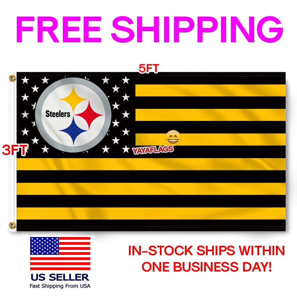 Pittsburgh Steelers 3x5 ft Flag Banner NFL Wall Decor Banner FREE ...