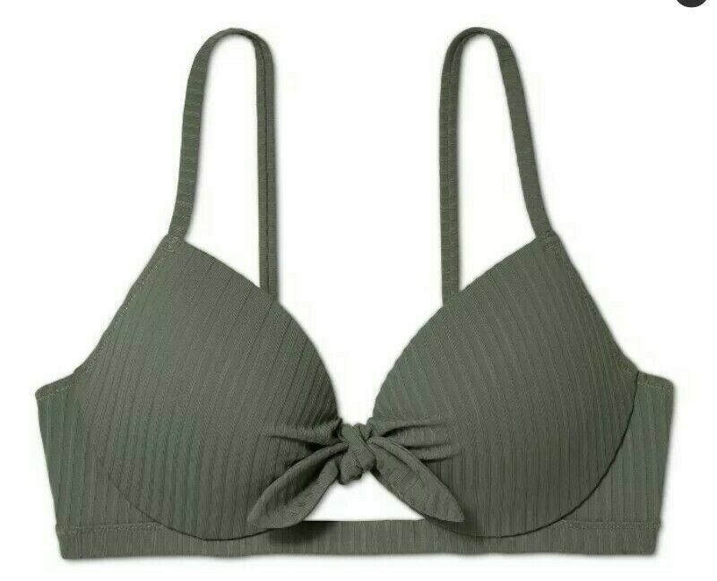 New Shade & Shore Women's Light Lift Bow Front Ribbed Bikini Top 36C ...