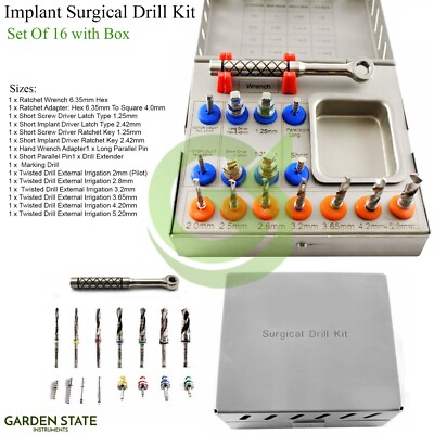 Dental Bone Expander Kit Dental Drill Driver Wrench Universal Implant 16Pcs Set | eBay