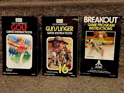 SEARS TELE-GAMES Atari 2600 rare game MANUALS Gunslinger Breakout GOLF ...