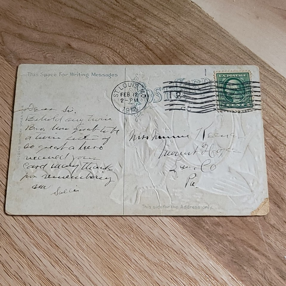 1909 Abraham Lincoln Centennial Souvenir Postcard Letter Birthday ...