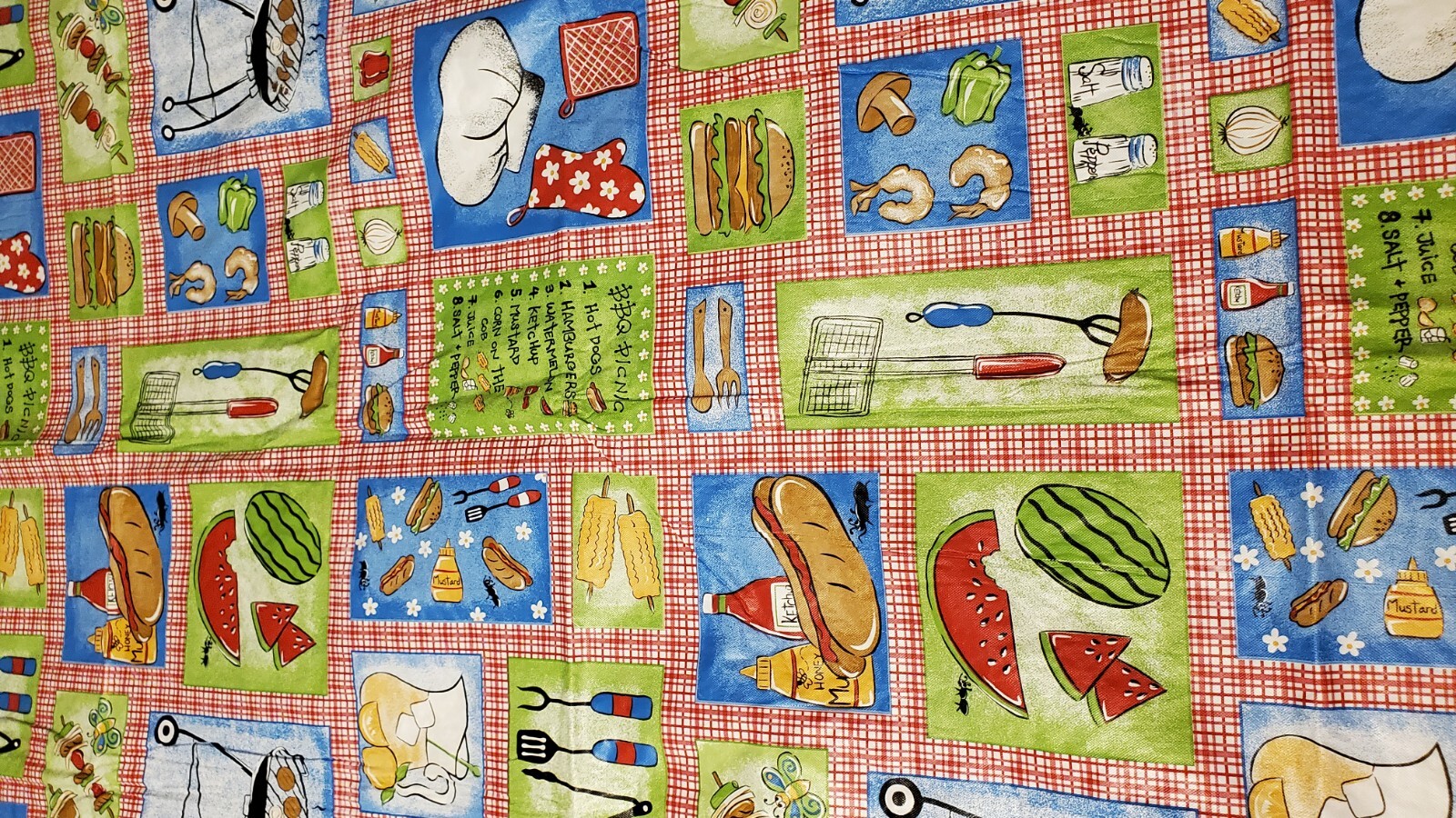 Picnic Cookout Food vinyl table cloth 50” Width X 68” Length soft cloth ...