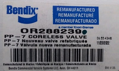 Bendix OR288239 PP-7 CORELESS VALVE | eBay