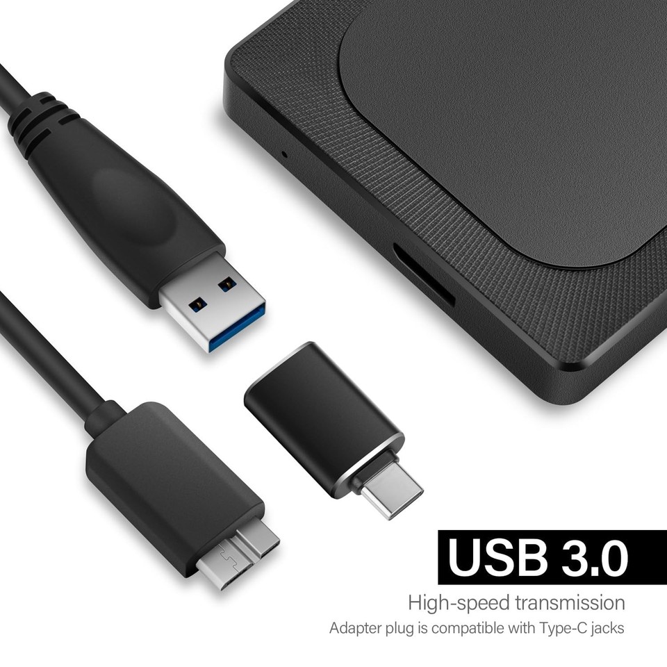 1TB External Hard Drive Portable SSD USB 3.0 USB-C for PC Mac Laptop ...