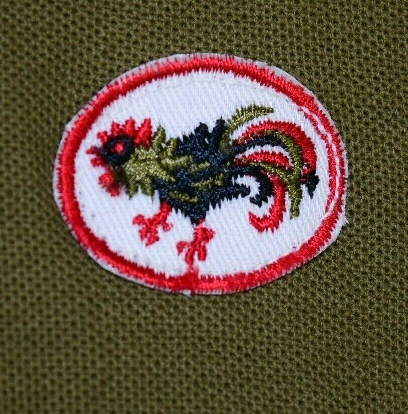 Sport Shirt VTG 60s Mayo Spruce Rooster Patch Crest p… - Gem
