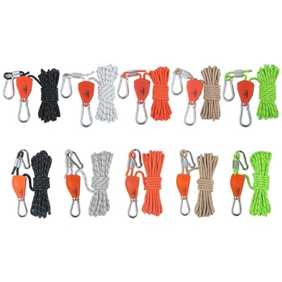 Pulley Ratchet Rope Hanger, Heavy Duty with Carabiner Fast Locking Wind ...