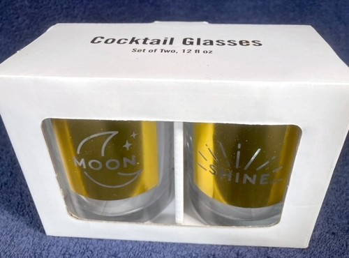 NEW In Box MOON SHINE Cocktail Glass SET Low Ball Old Fashioned ...