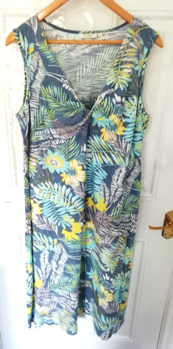Adini Size 18 (L1) Dress Pastel Blue Yellow White Floral Soft Stretchy ...