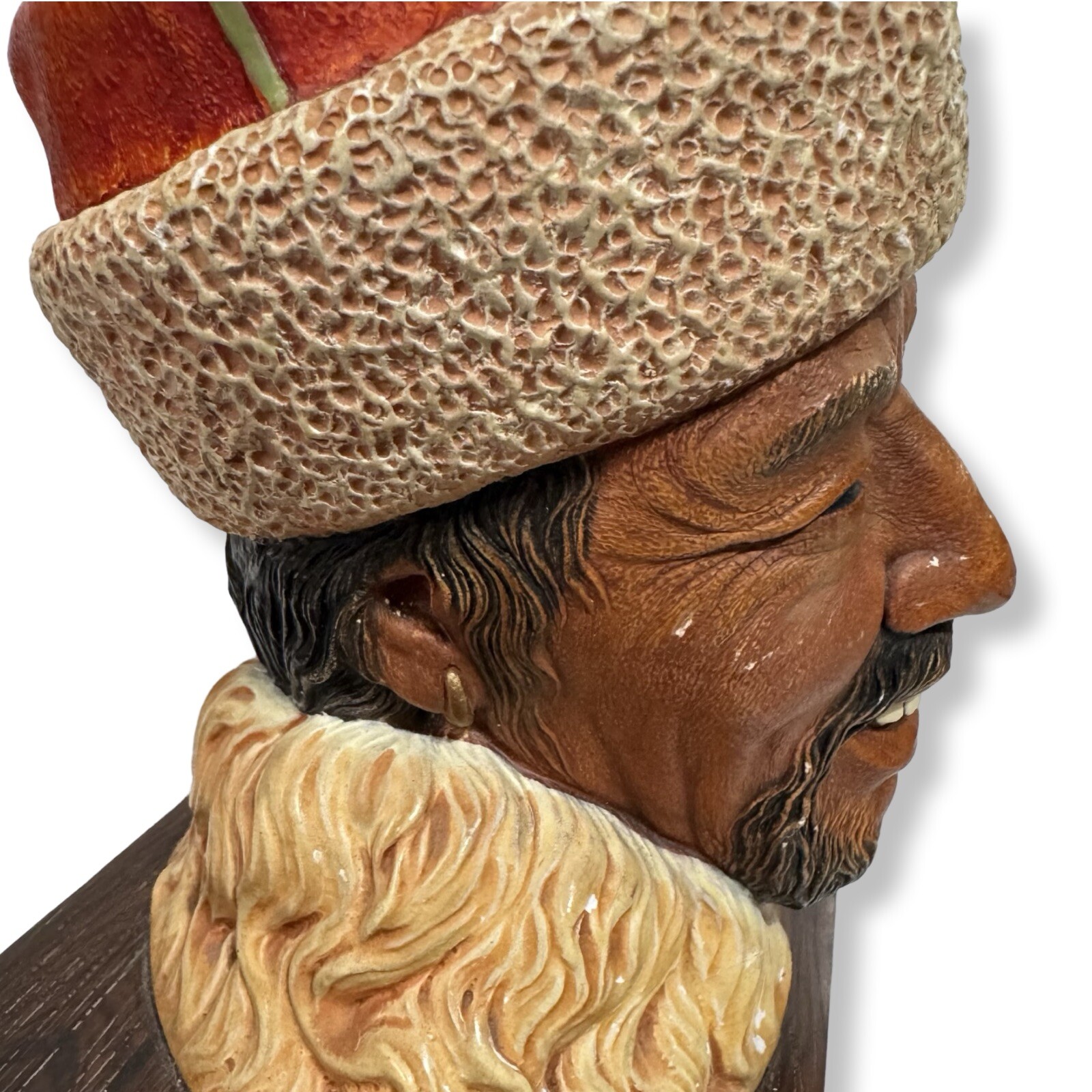 Vintage 1960s Bossons Chalkware Head Bust Himalayan Wood Base Free ...