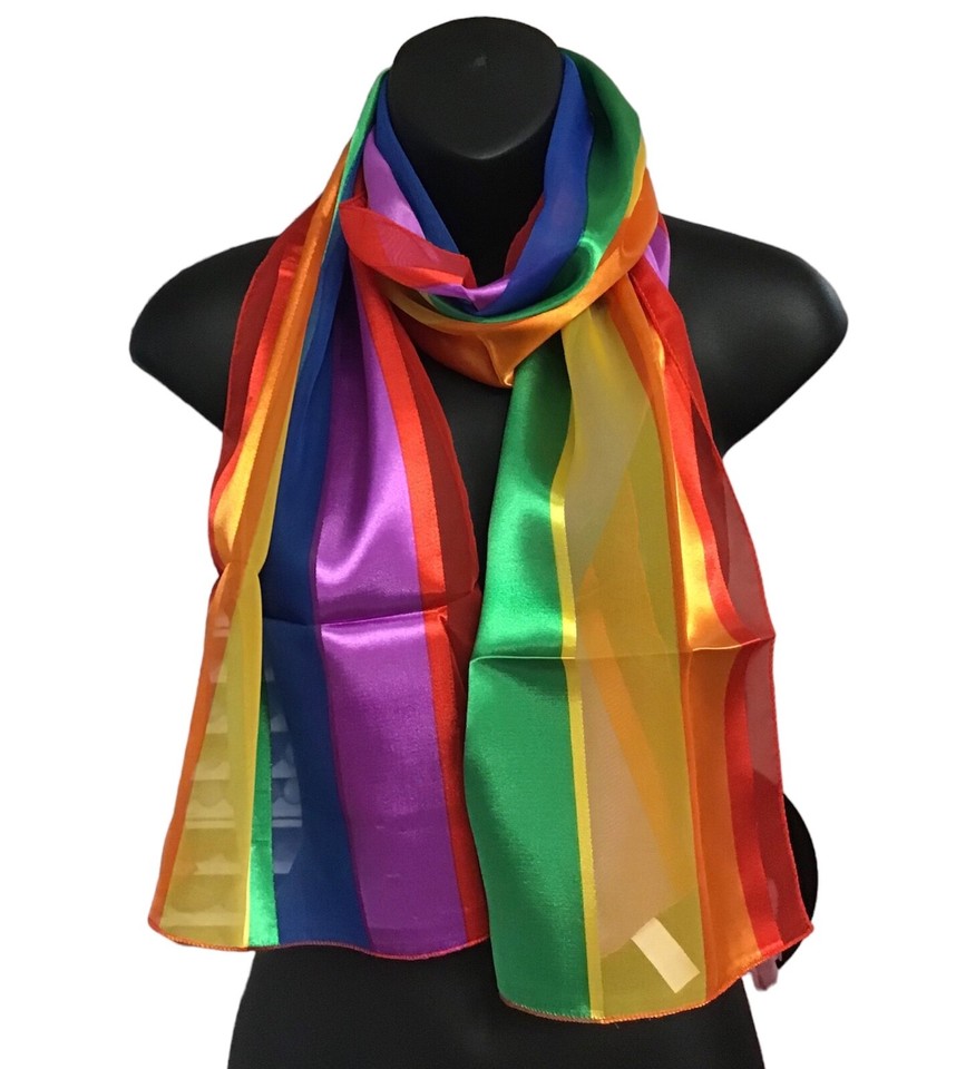 Rainbow Neck Scarf LGBTQ Day Pride Polyester Satin Sheen Scarves Party ...