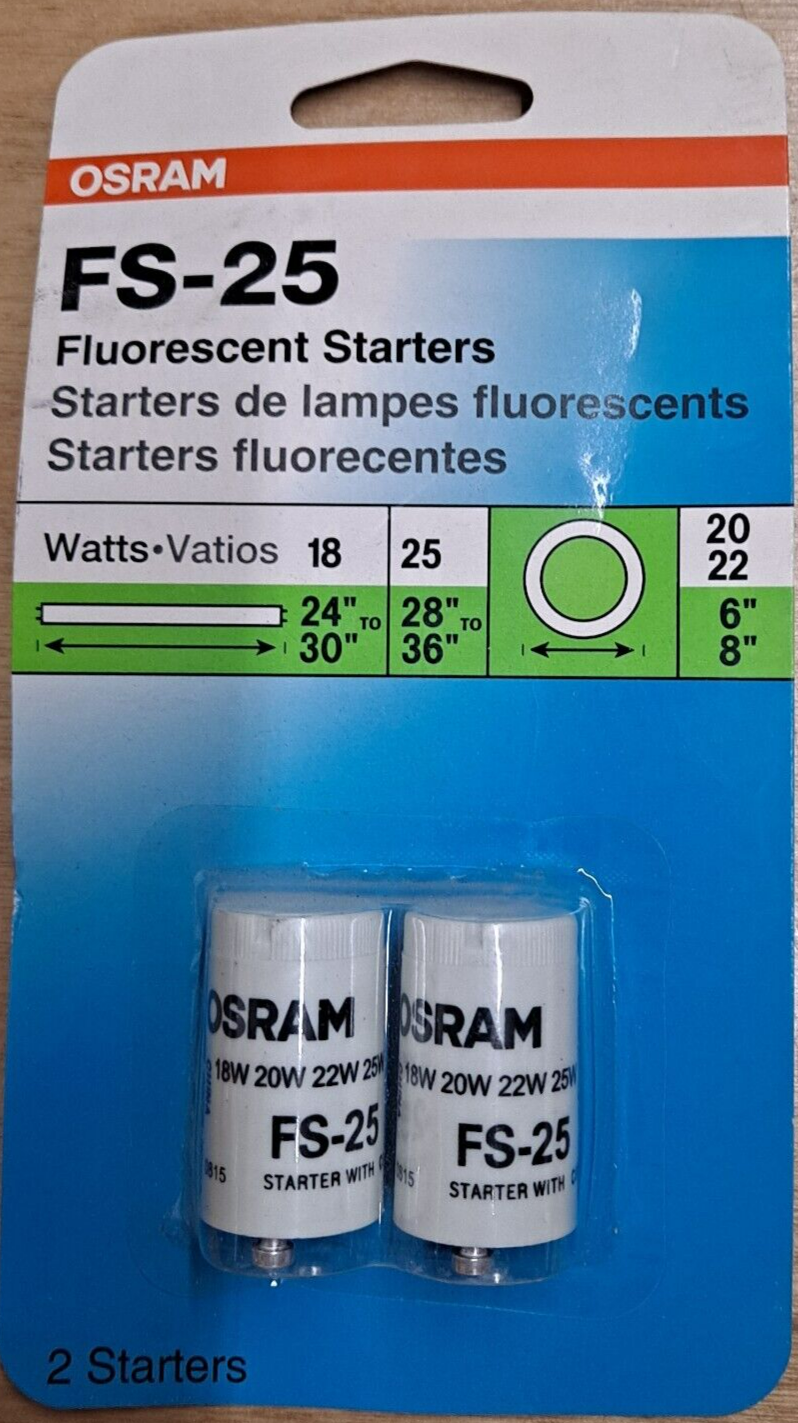 2 Pack Osram FS-5 Fluorescent Tube Starters With Condenser - in Pkg for ...