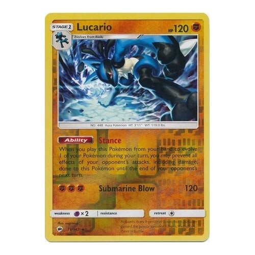 Lucario 71/147 Reverse Holo Burning Shadows Pokemon Card NM | eBay