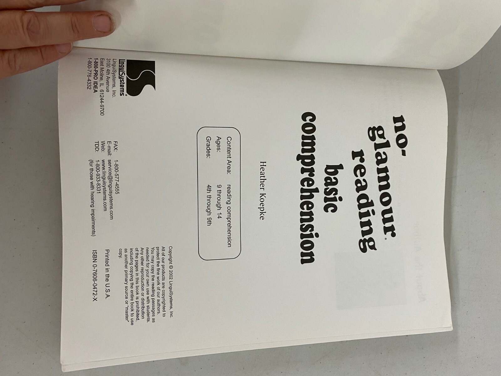 No Glamour Reading Basic Comprehension by Heather Koepke (Perfect) for sale online | eBay