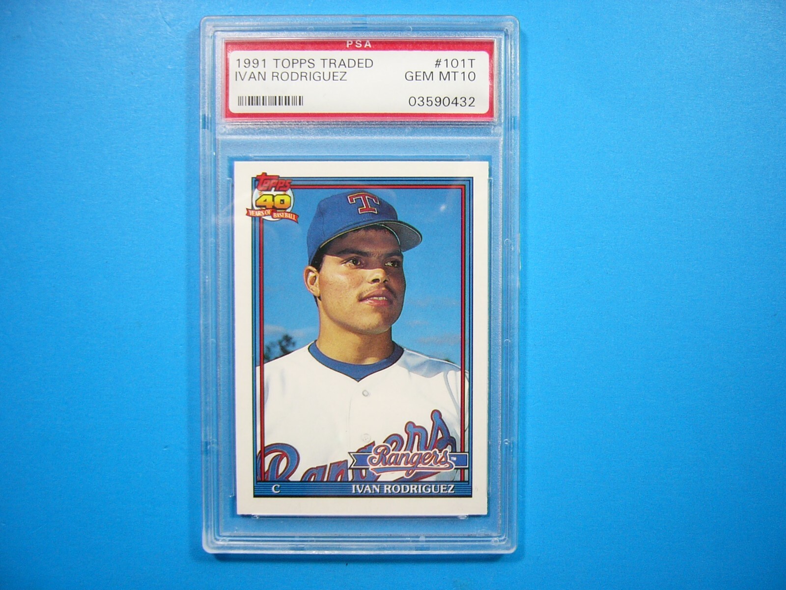 1991 TOPPS MLB BASEBALL CARD #101T IVAN RODRIGUEZ ROOKIE PSA 10 GEM ...