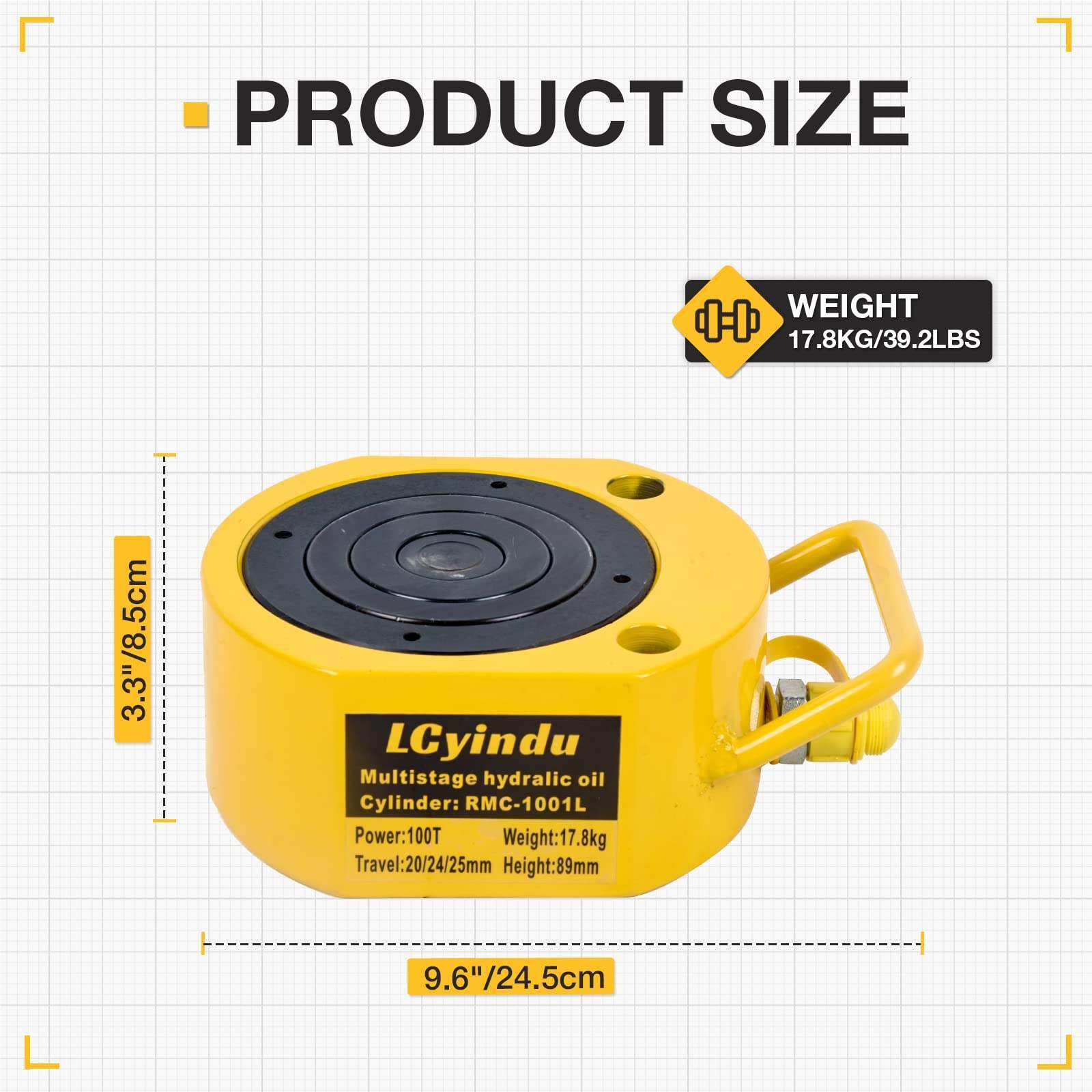 100T Hydraulic Cylinder Jack Ram 2.72" Multi-Section Stroke Solid ...