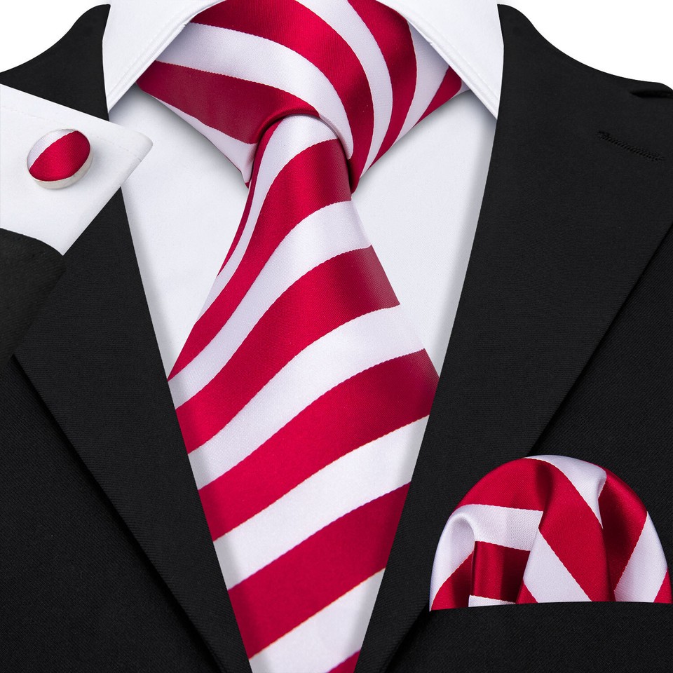 Men's Tie Classic Wedding Necktie and Pocket Square Cufflinks Set ...