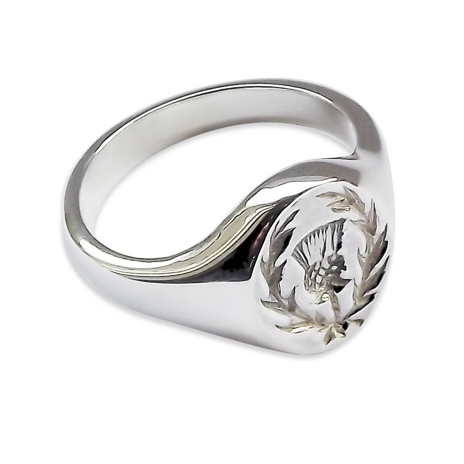 925 Sterling Silver Crest Signet Rings 14x12mm English Scottish Welsh ...