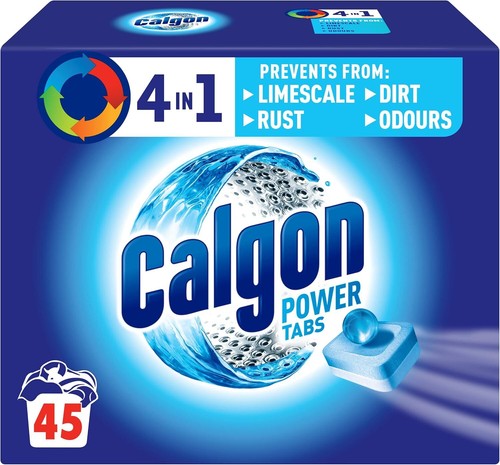 Calgon 4-In-1 Washing Machine Cleaner & Water Softener Tablets, 45 ...