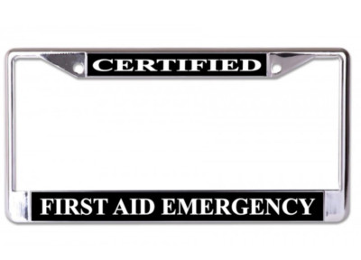 CERTIFIED FIRST AID EMERGENCY USA MADE CHROME LICENSE PLATE FRAME | eBay