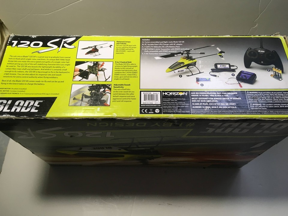 HORIZON HOBBY E-FLITE BLADE 120 SR ELECTRIC HELICOPTER RADIO CONTROL RC ...