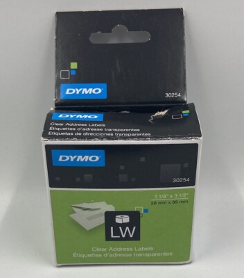 Dymo 30254 LW Address Labels, 1-1/8 X 3-1/2, Clear, 130 Labels/Roll ...