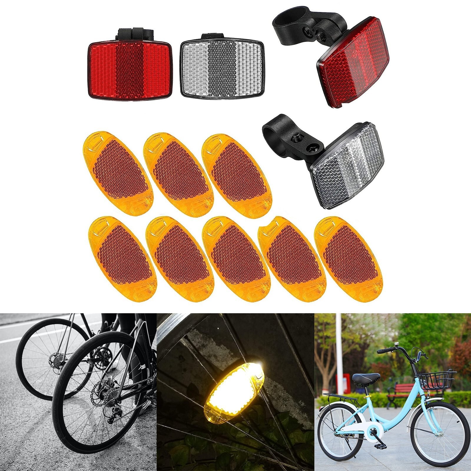 Stay Safe on the Road with 12 Bicycle Reflectors Front Rear Spoke ...