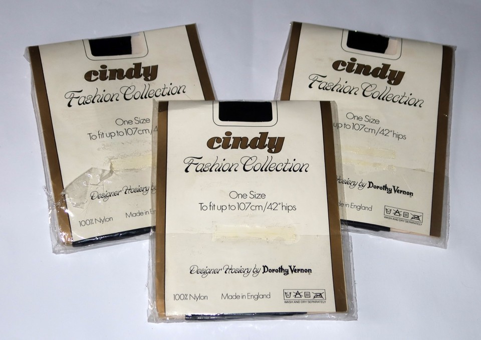 3 Pairs Vintage Seamed Black Tights 15 Denier One Size Cindy by Dorothy ...