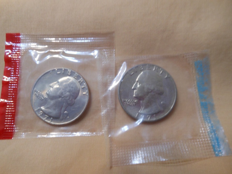 1971 D&P MINT Wrapped Uncirculated Washington Quarters. Super Nice ...