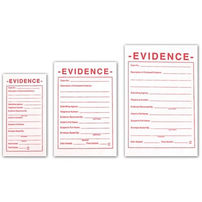 Tri-Tech Forensics 5x7.5" Small Evidence Envelopes, White, 100-Pack # ...