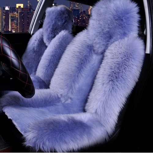 2PCS Genuine Australian Sheepskin Fur Long Wool Car Front Seat Cover ...
