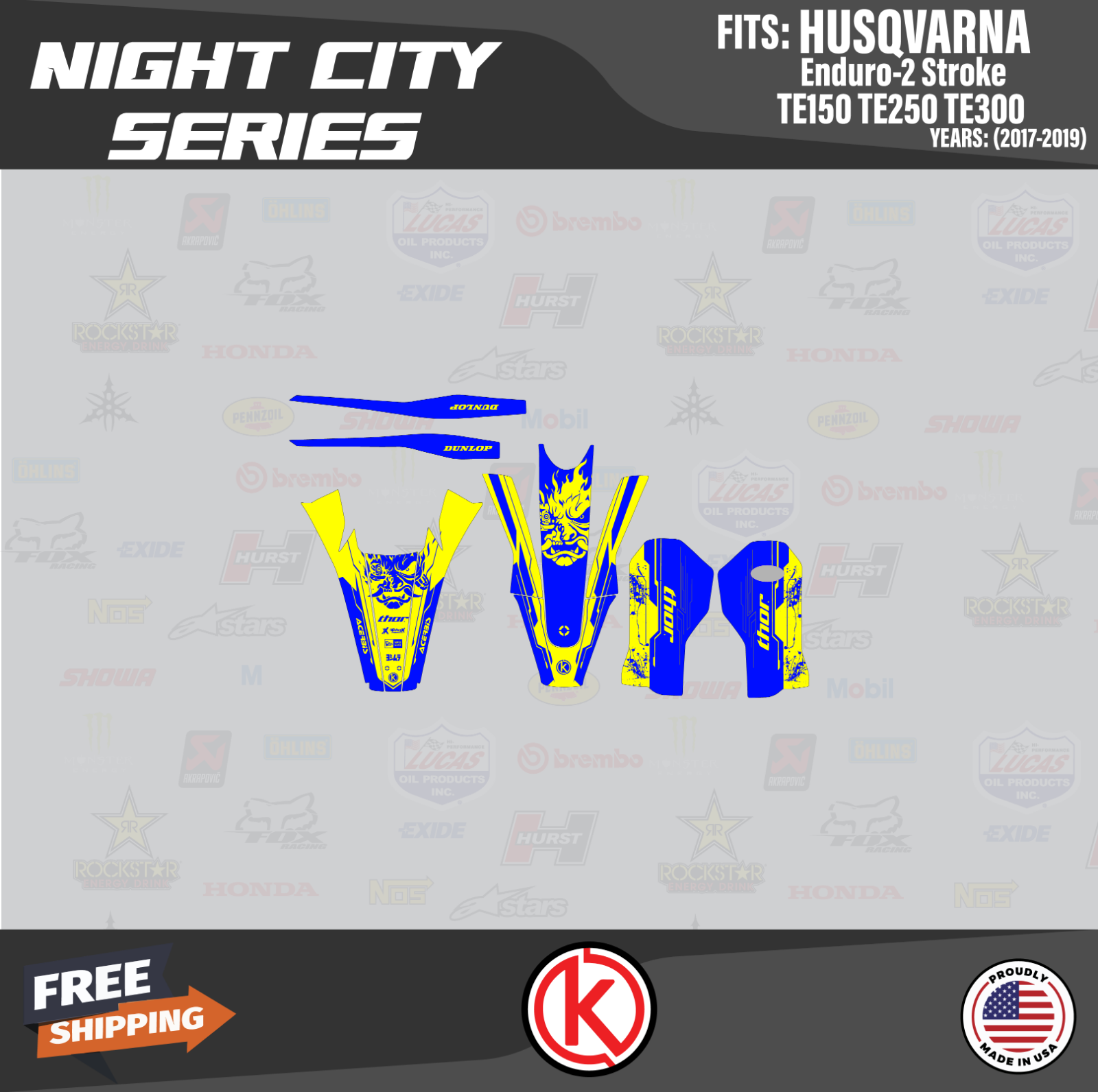 Graphics Kit for Husqvarna TE150 TE250 TE300 (2017-2019) Nightcity ...