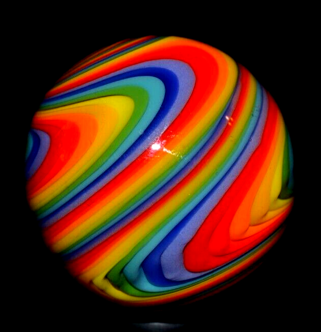 JAY SLACK GLASS MARBLE/1.443"-LOBED RAINBOW ARRAY-LILAC,LAVENDER,MINT ...