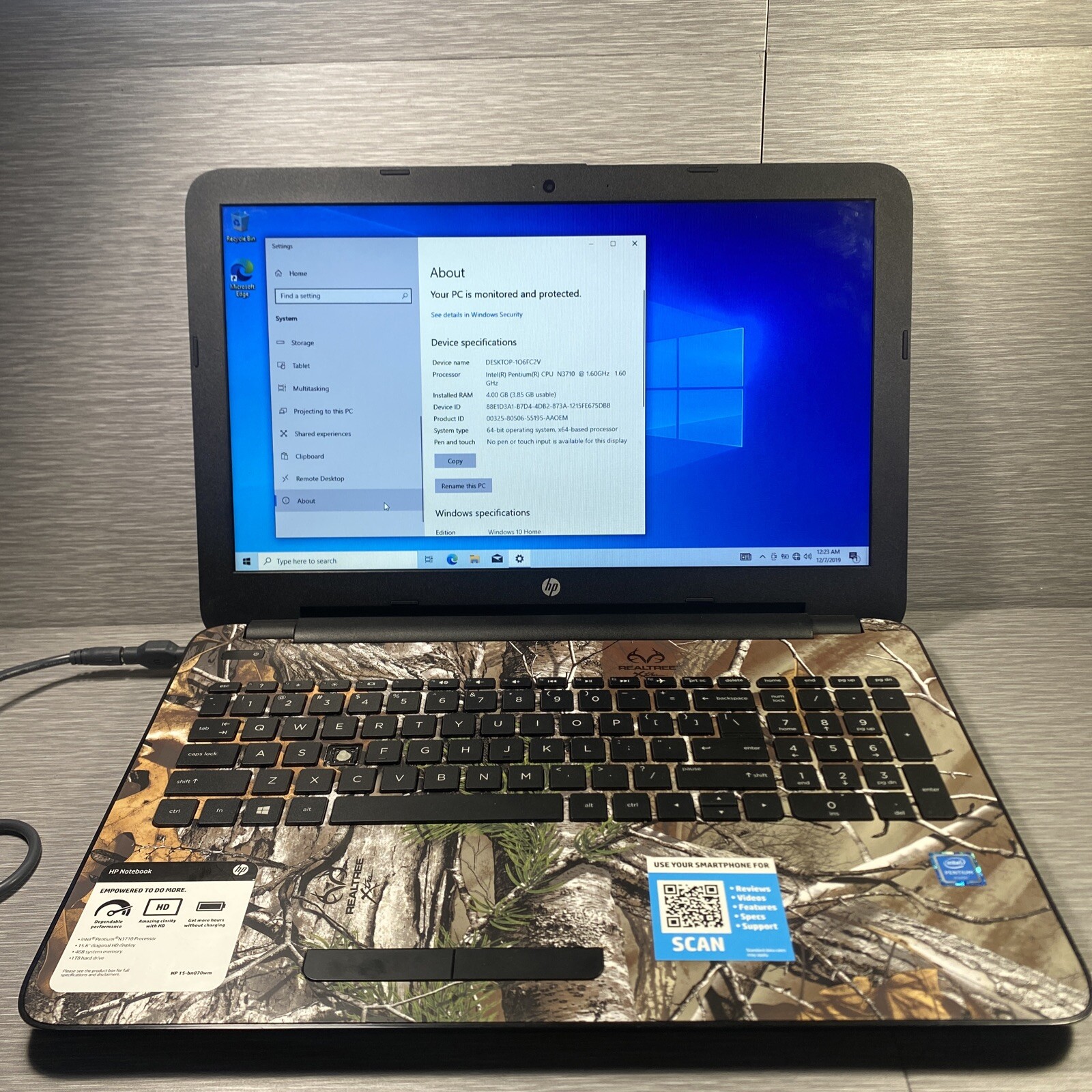 HP 15-bn070wm 15.6" Realtree Xtra Camo Laptop Intel N3710, 4GB RAM, 1TB, *READ* 889899780831 | eBay