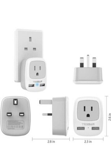 TESSAN US to UK Ireland Hong Kong Power Adapter, International Travel ...