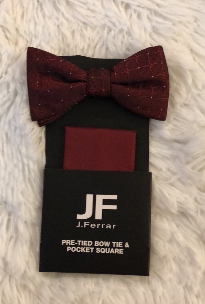 JF J. Ferrar Pre-Tied Bow Tie & Pocket Square Set NEW | eBay