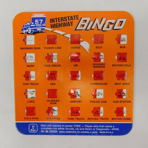 Regal AUTO BINGO Cards - Interstate Highway Games Vintage Lot of 4 For ...