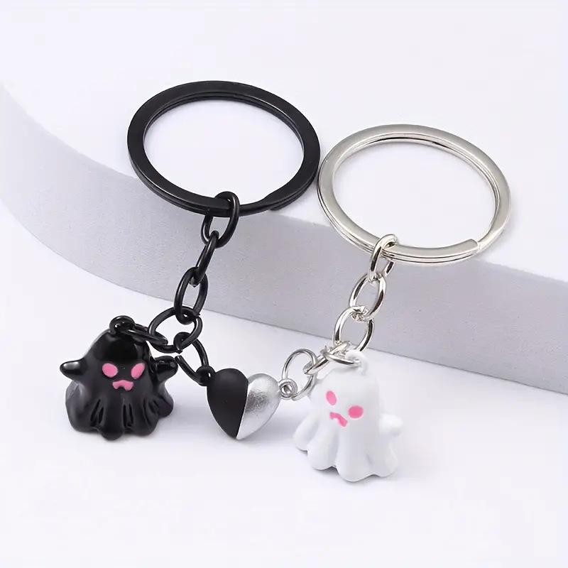 Couples Magnetic Halloween Ghost Keychain Cartoon Doll Bag Pendant Key ...