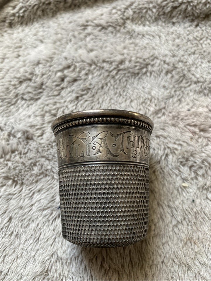 Antique Sterling Silver "Only A Thimble Full" Shot Glass No Monogram | eBay
