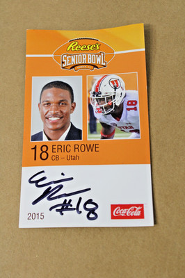 2015 Senior Bowl Signed Autographed Card Eric Rowe (Patriots, Dophins ...