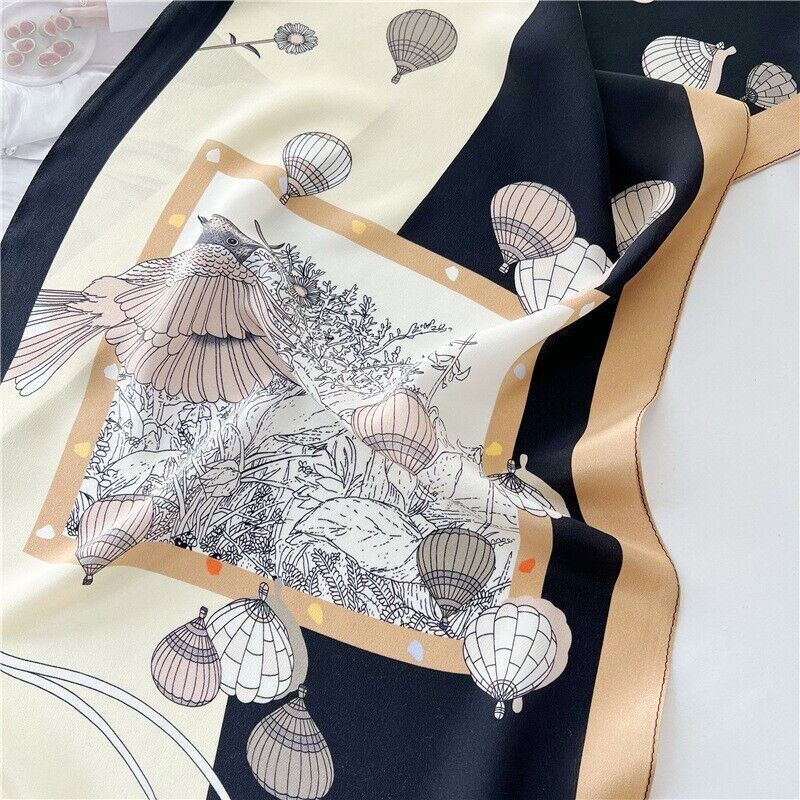 Balloons Print 100% Mulberry Silk Crepe Shawl Neckerchief Oblong Scarf ...