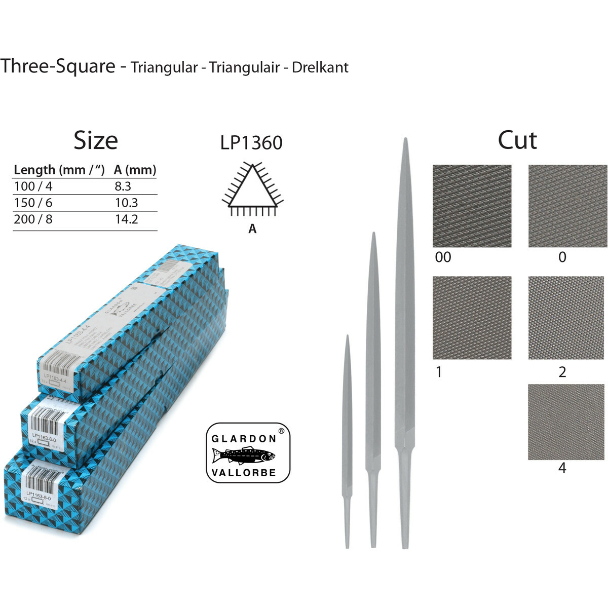 GLARDON-VALLORBE THREE SQUARE 6" PRECISION HAND FILES - LP1360 | eBay