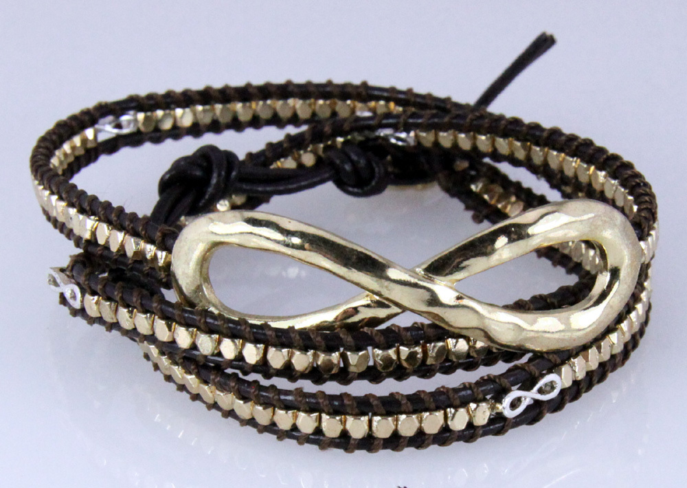 4030823 Infinity Leather Wrap Bracelet Eternity Symbol Bead Beaded ...